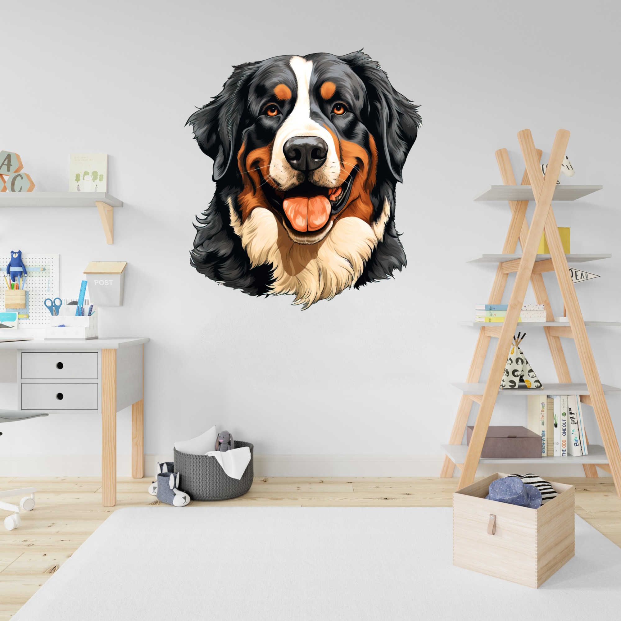 Set sticker decorativ perete, auto si geam, Caine -Bernese Mountain Dog ...
