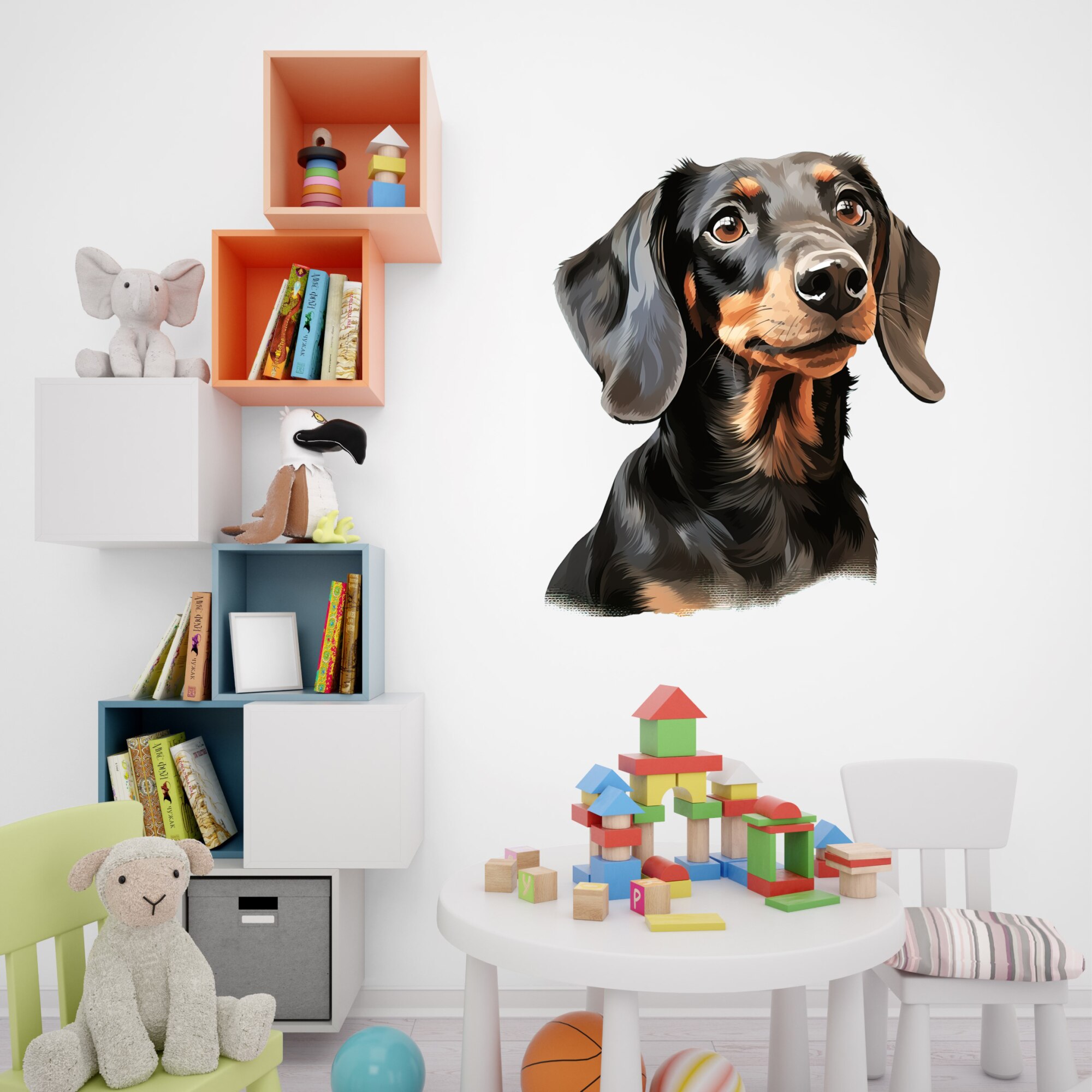 Sticker decorativ perete, auto si geam, Caine -Dachshund, 40 CM - eMAG.ro