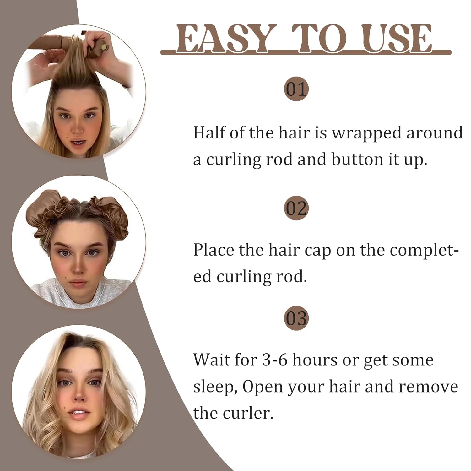 Cordon pentru bucle, LLWL, Satin, 10 x 9 x 3 cm, Maro - eMAG.ro