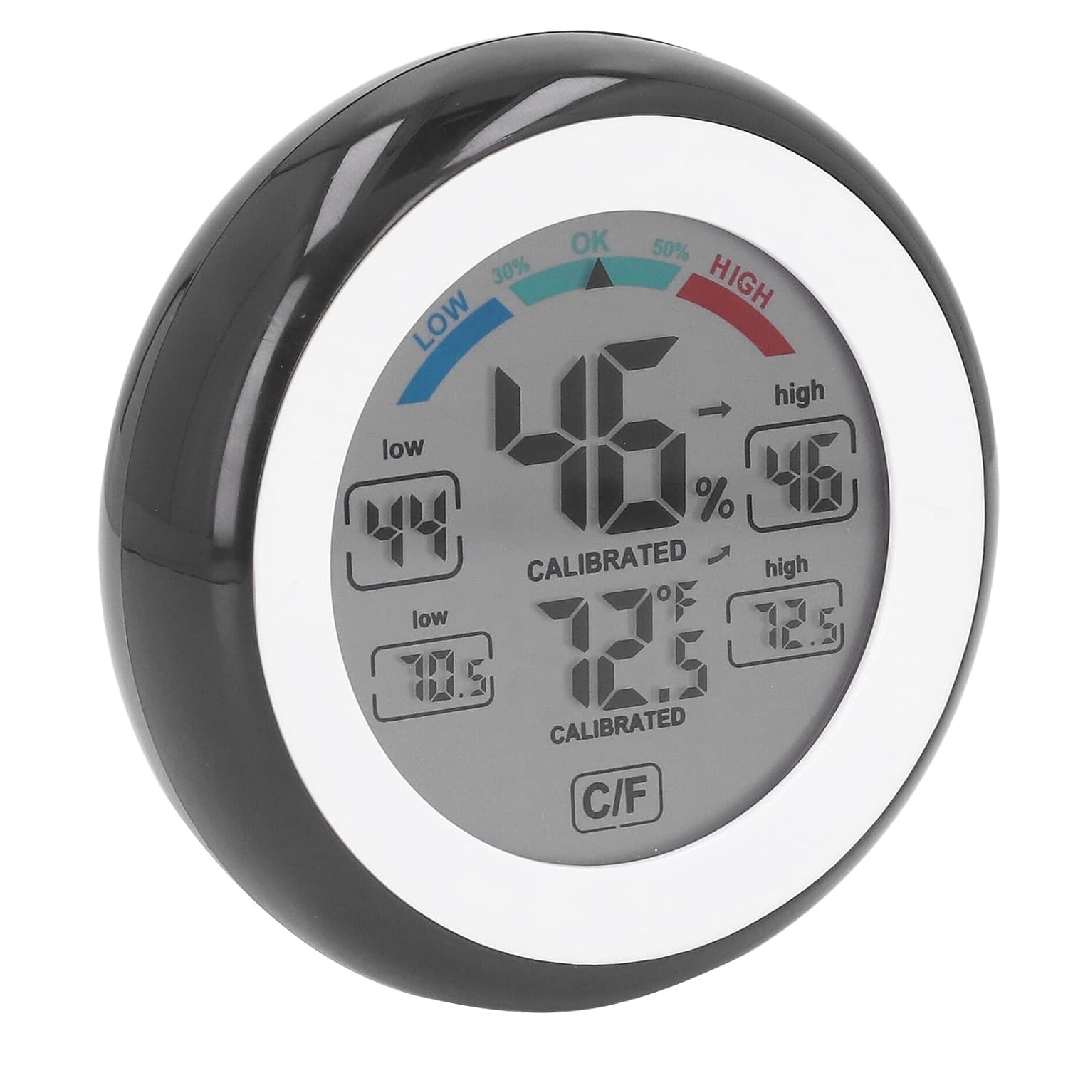 Termometru cu higrometru de camera, LLWL, ABS, Afisaj LCD, 90 mm, Negru ...