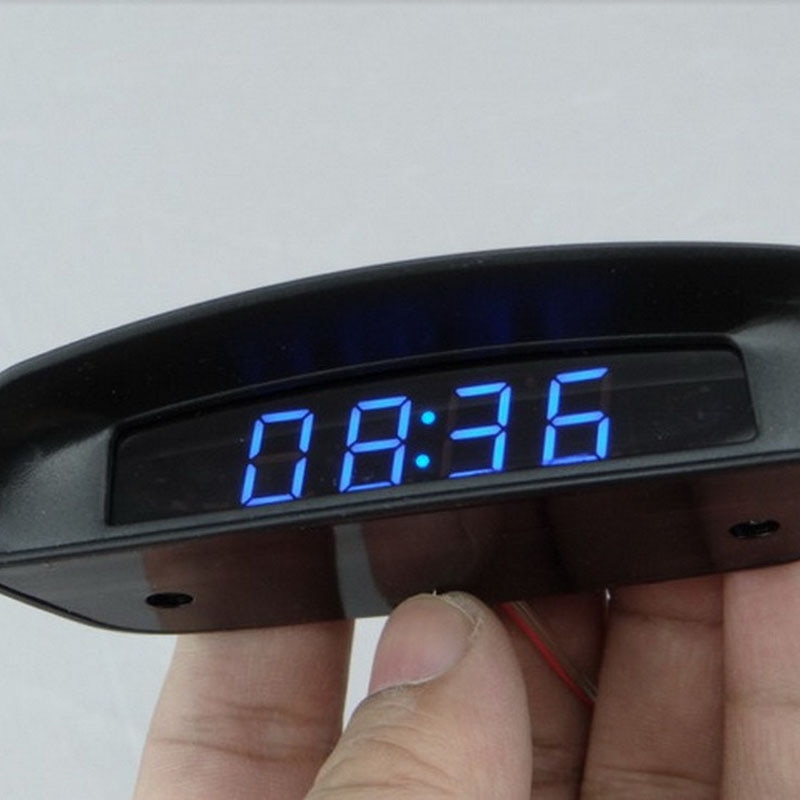 Termometru auto cu voltmetru/ceas, LLWL, Plastic, 97x44x19 mm, Negru ...