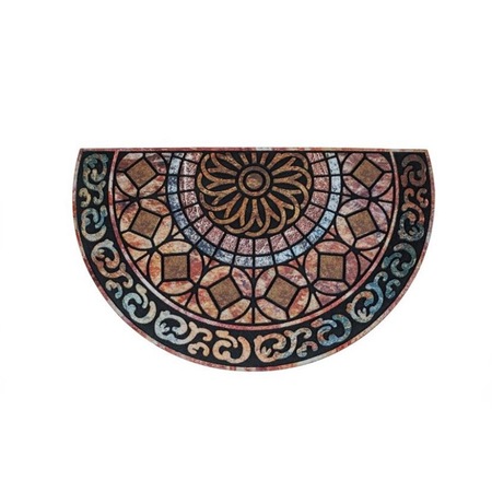 Covoras pentru usa, semicerc, multicolor, cu model reliefat, 75x45 cm ...