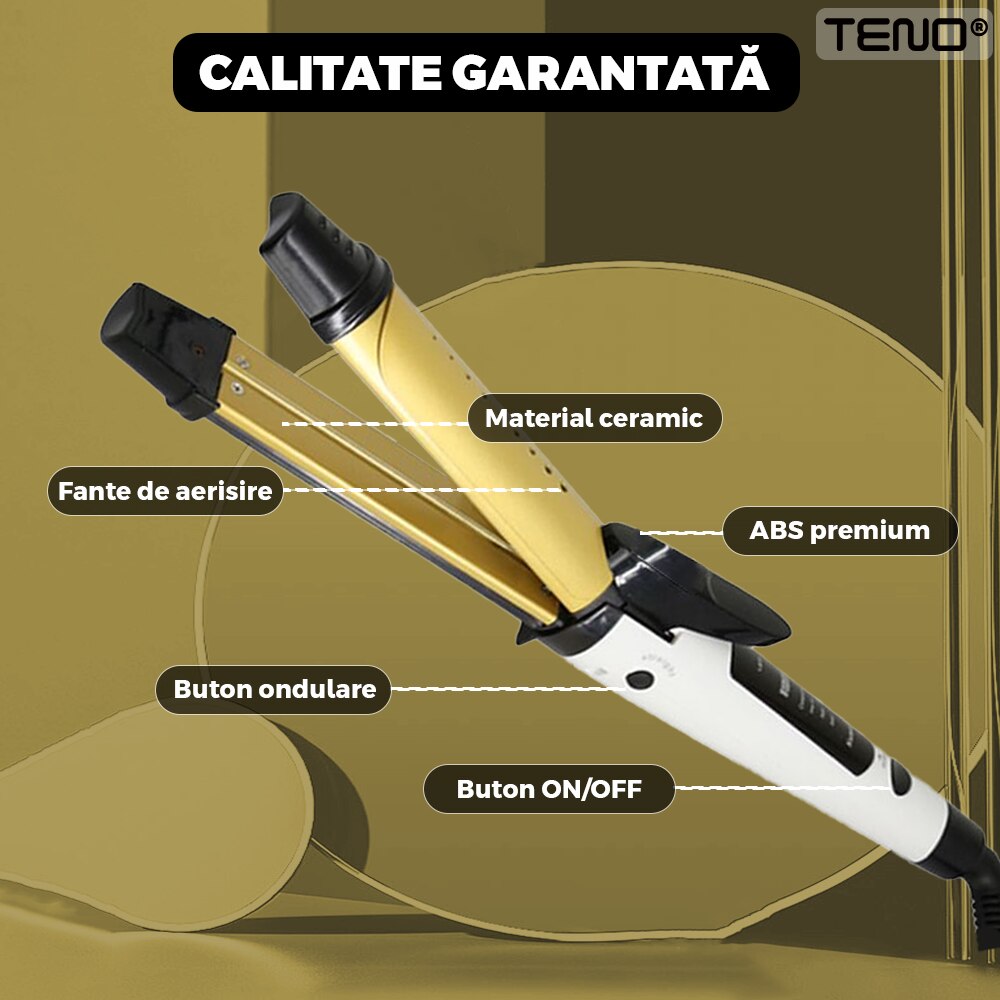 Placa Profesionala de Par 2 in 1 Teno®, intindere si ondulare a parului ...