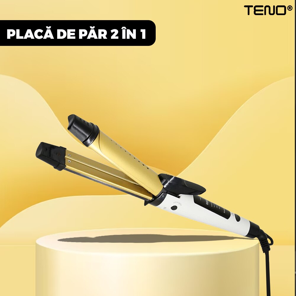 Placa Profesionala de Par 2 in 1 Teno®, intindere si ondulare a parului ...