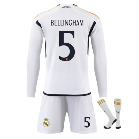 Echipament sportiv copii Real Madrid Bellingham Maneca Lunga Fotbal ...