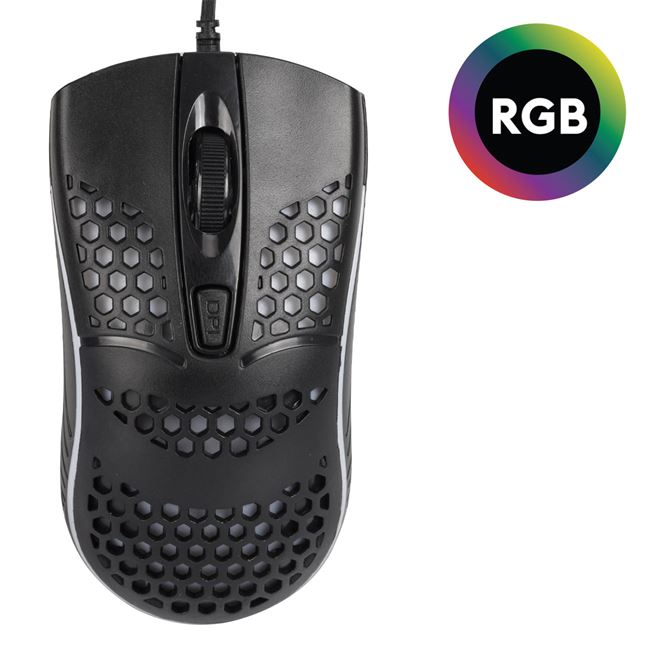 Mouse cu fir negru gaming RGB cu LED 2400 dpi, lungime cablu 1.35 m ...
