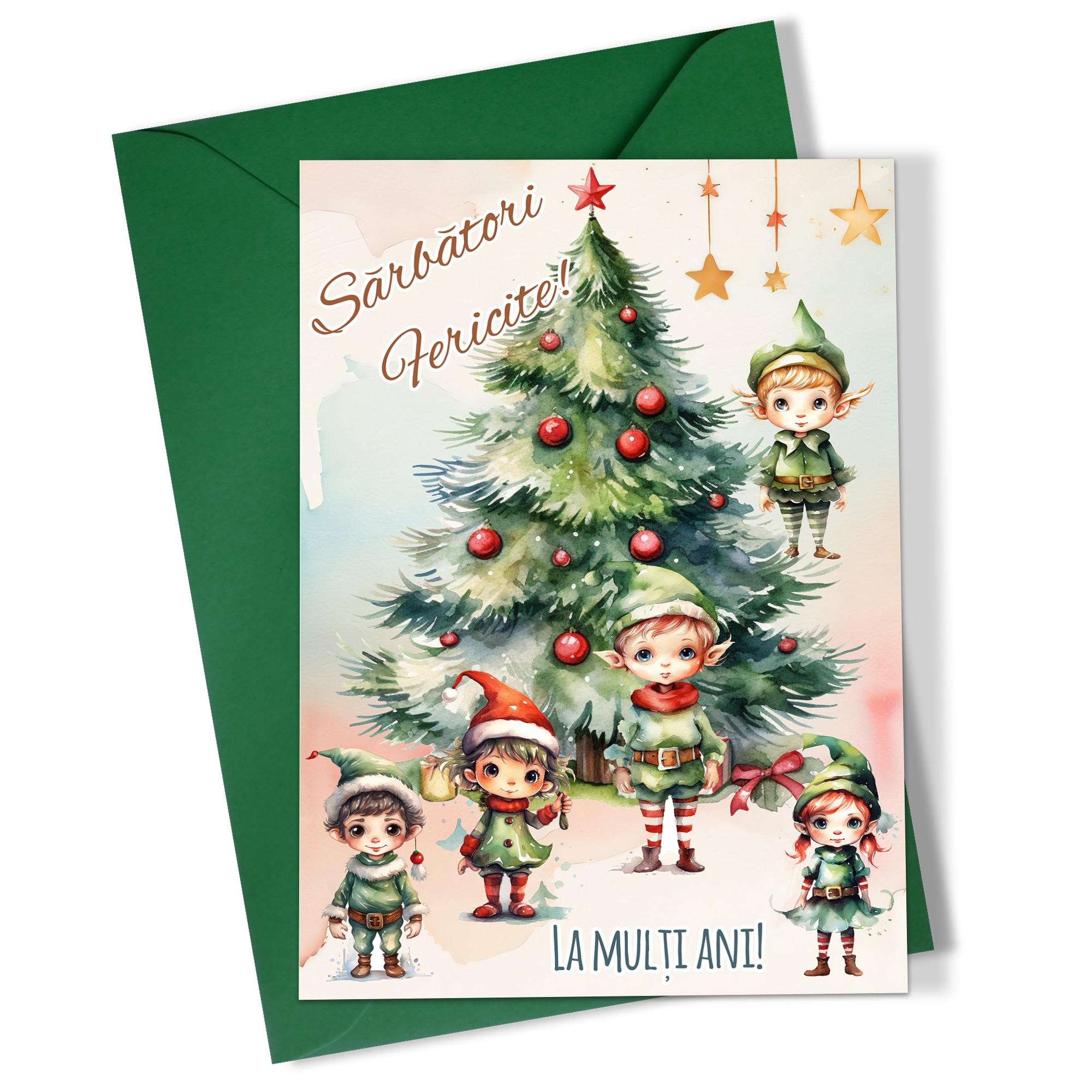 Set 5 felicitari Craciun 10x15 cm cu plicuri diverse incluse, diferite ...