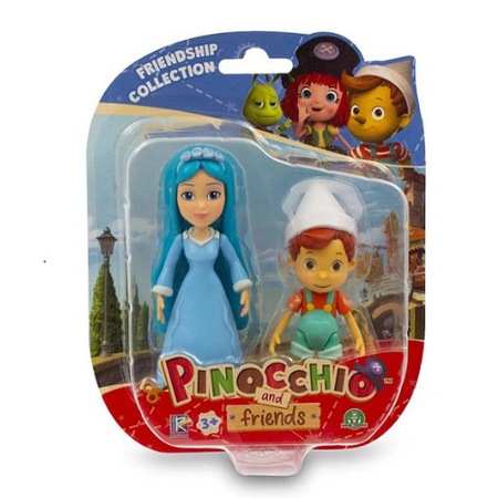 Figurina Pinocchio si Prietenii 9 cm Pinocchio si Zana cu par turcoaz ...