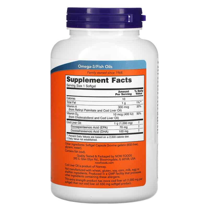 Ulei de ficat de cod Now 1000mg, 180 capsules - eMAG.ro