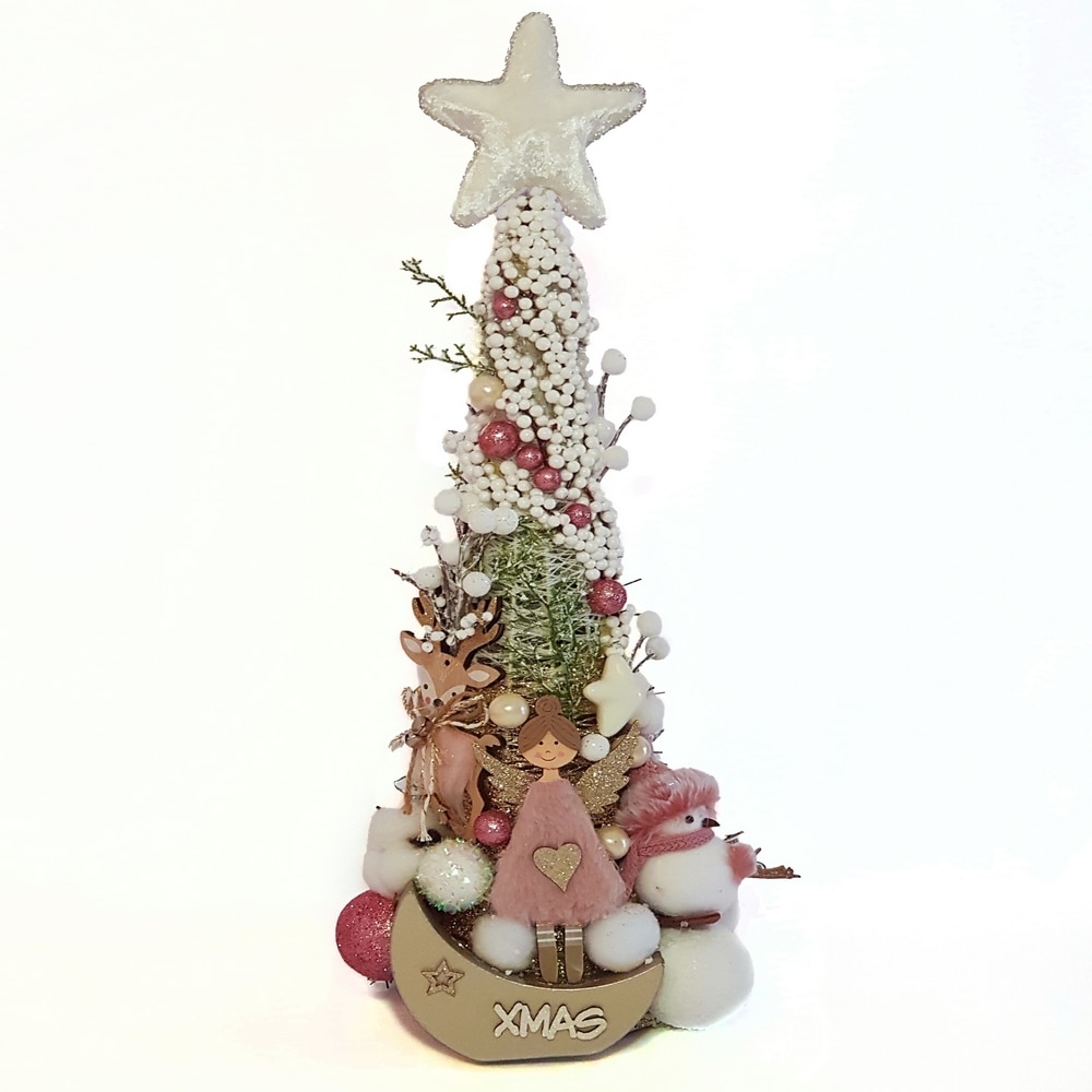 Bradut decorat Craciun, 53 cm, pentru copii, impodobit cu stelute si ...