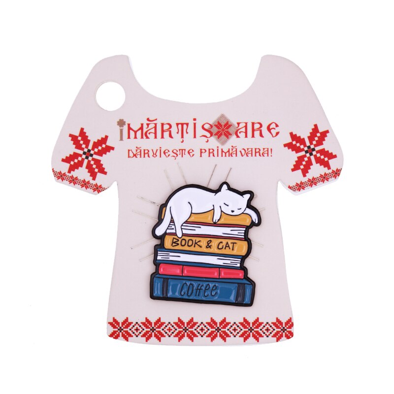 Martisor Brosa Carti Pisici si Cafea - eMAG.ro