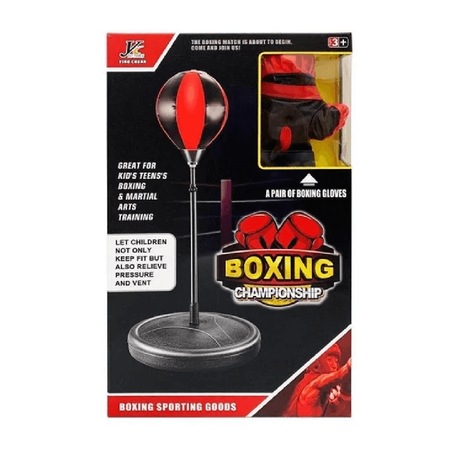Sac de box pentru copii, pe suport, cu manusi, inaltime reglabila ...