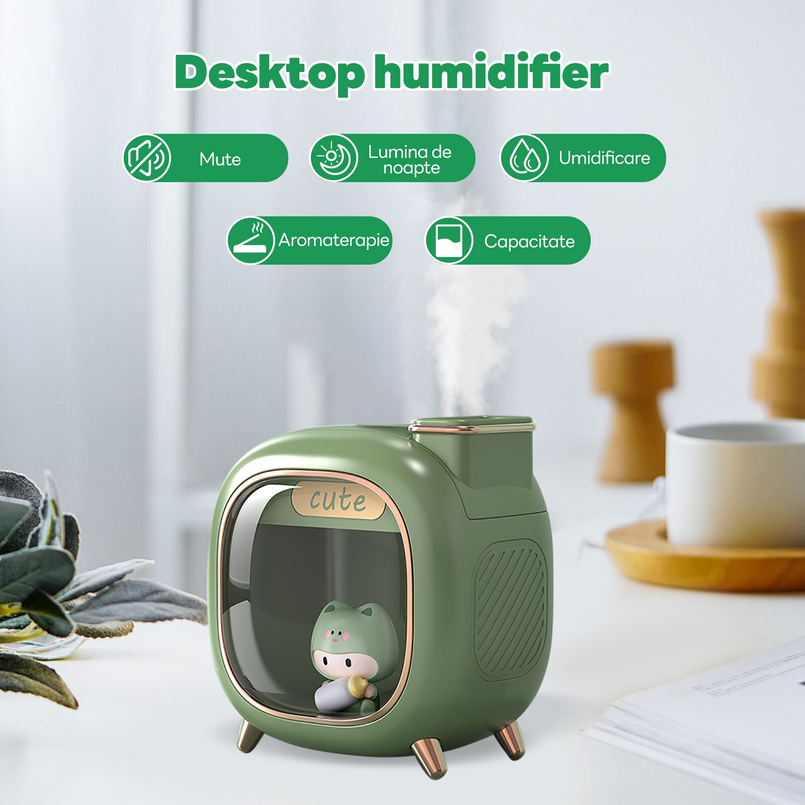 Umidificator, BliiBee®, functie de lumina de noapte, uleiuri de ...