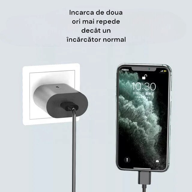 Incarcator telefon Fast Charge 45W Tip C cu cablu de date inclus ...