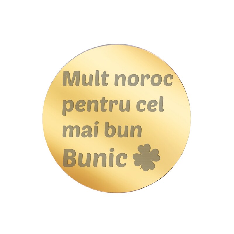 Martisor Brosa Inox Banut Auriu Mult Noroc Bunic - eMAG.ro