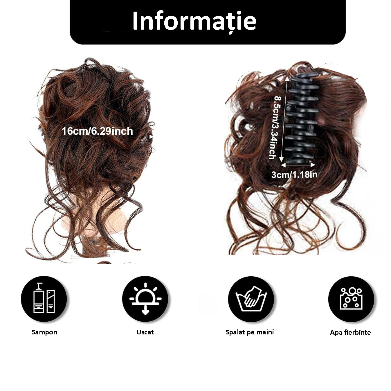 Peruca coc, par sintetic, extensie coc ondulat ondulat, prindere ...