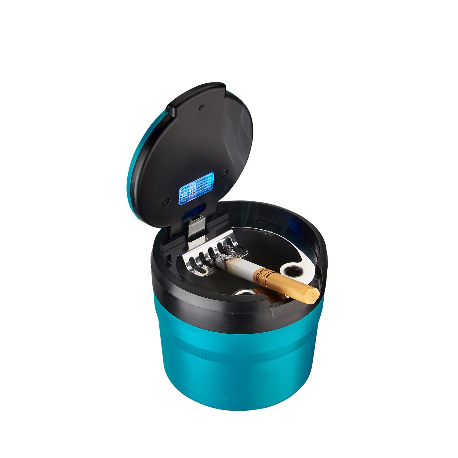 Scrumiera auto, Champ Mini Car Ashtray with LED, Turcoaz - eMAG.ro