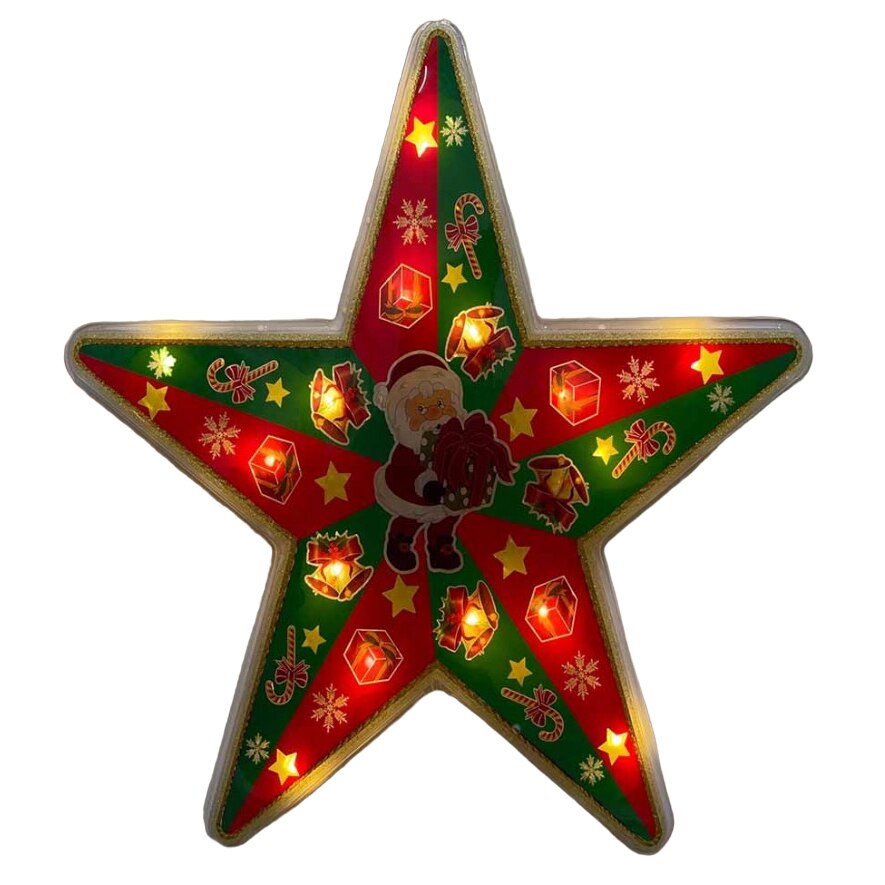 Steluta luminoasa, motiv Craciun, 40cm x 40cm, rosu si verde - eMAG.ro
