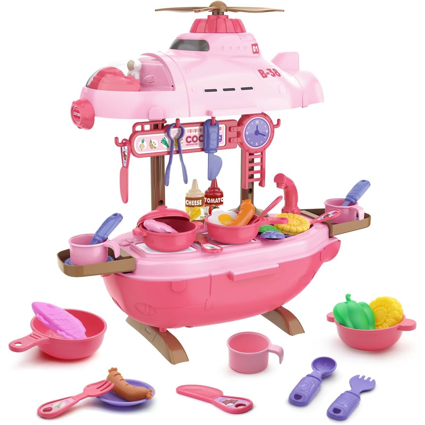 Set bucatarie 2 in 1, cu 27 de ustensile si ingrediente, in forma de ...