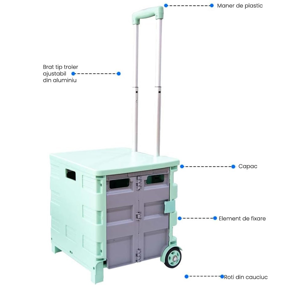 Carucior Pliabil pentru Bagaje si Cumparaturi, Usor si Multifunctional ...