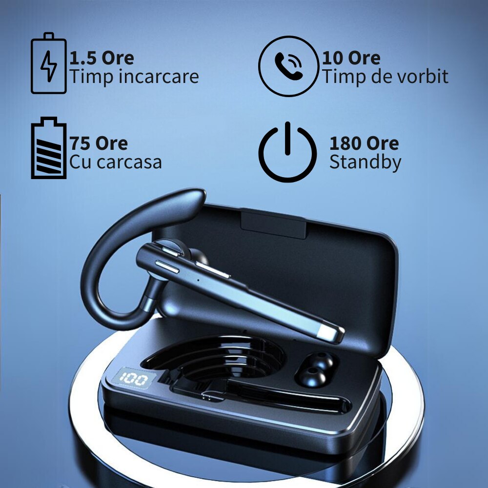 Casca Wireless, Profesionala, Bluetooth 5.1, Autonomie 10h, Standby 8 ...