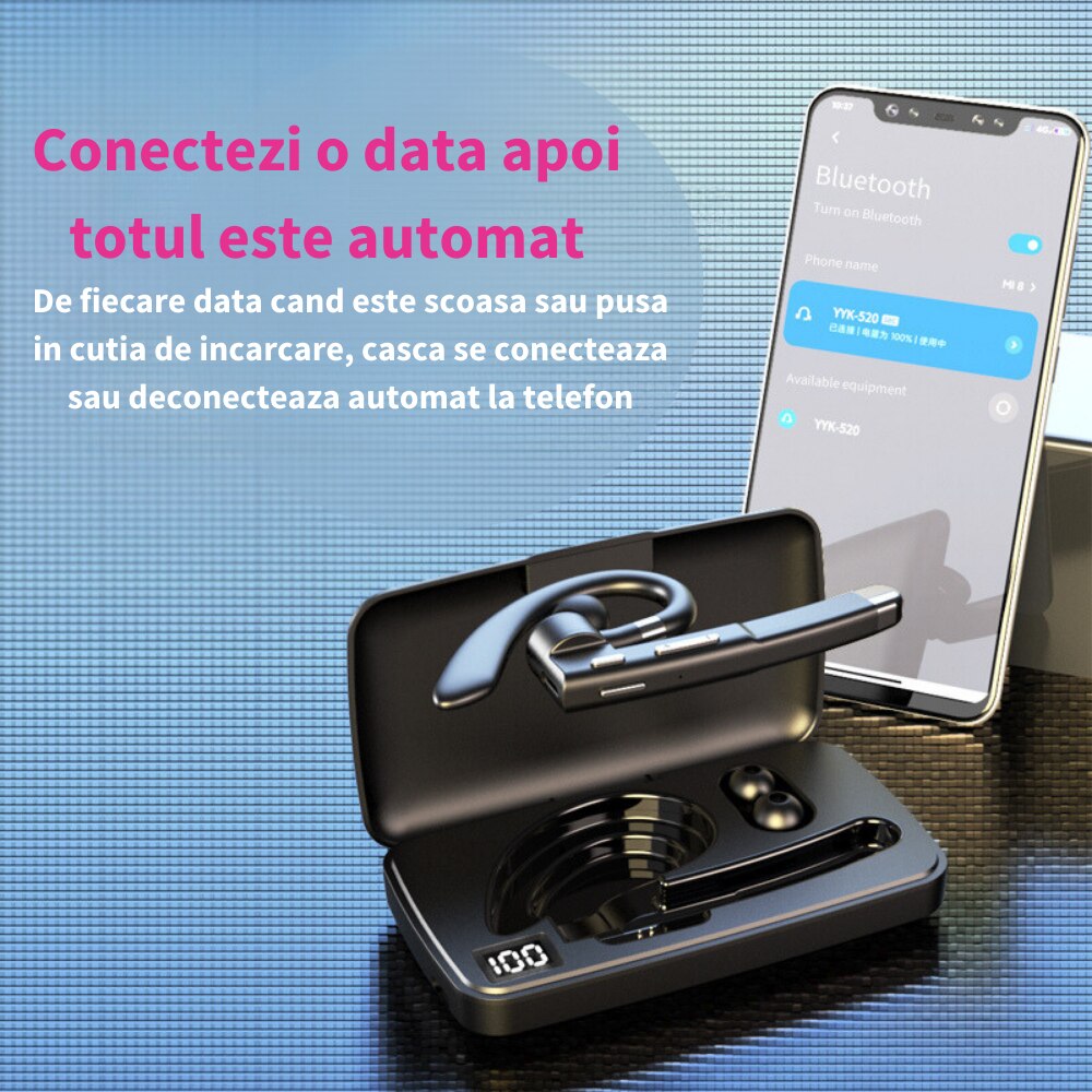 Casca Wireless, Profesionala, Bluetooth 5.1, Autonomie 10h, Standby 8 ...