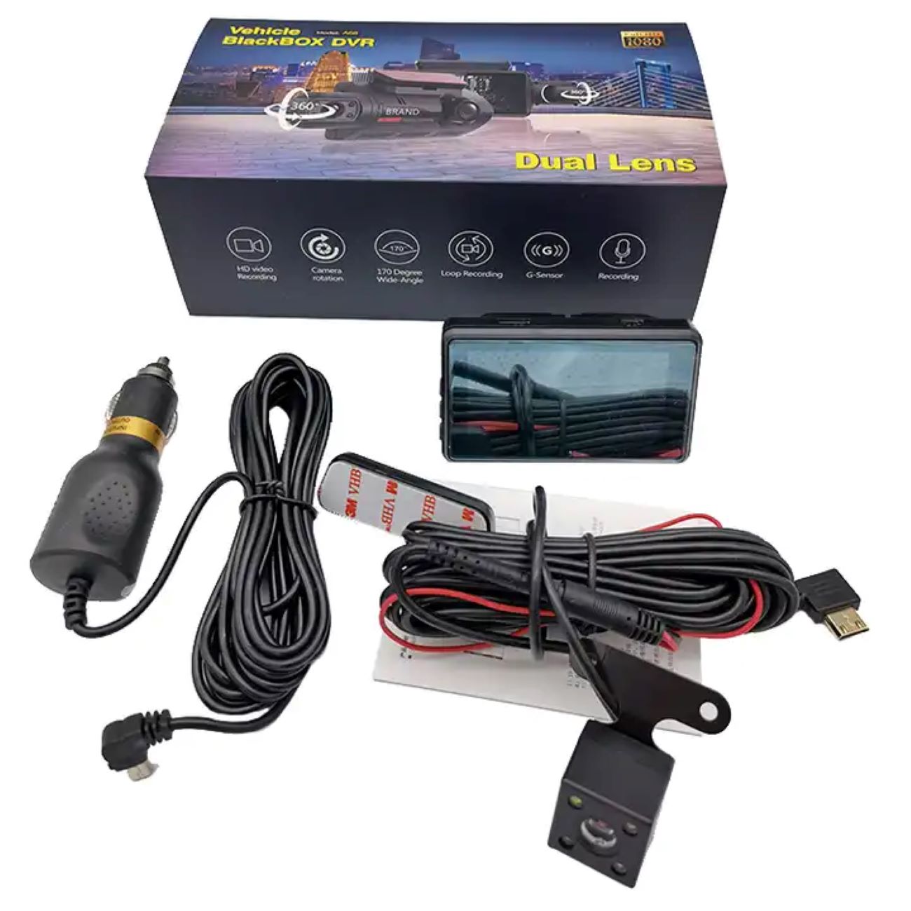 Camera video auto DVR 1080p Dashcam +64GB card de memorie Video ...