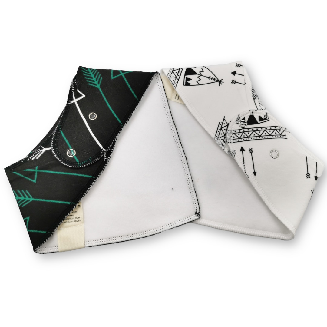 Set 2 bavete bandana absorbante, din bumbac organic si fleece, model ...