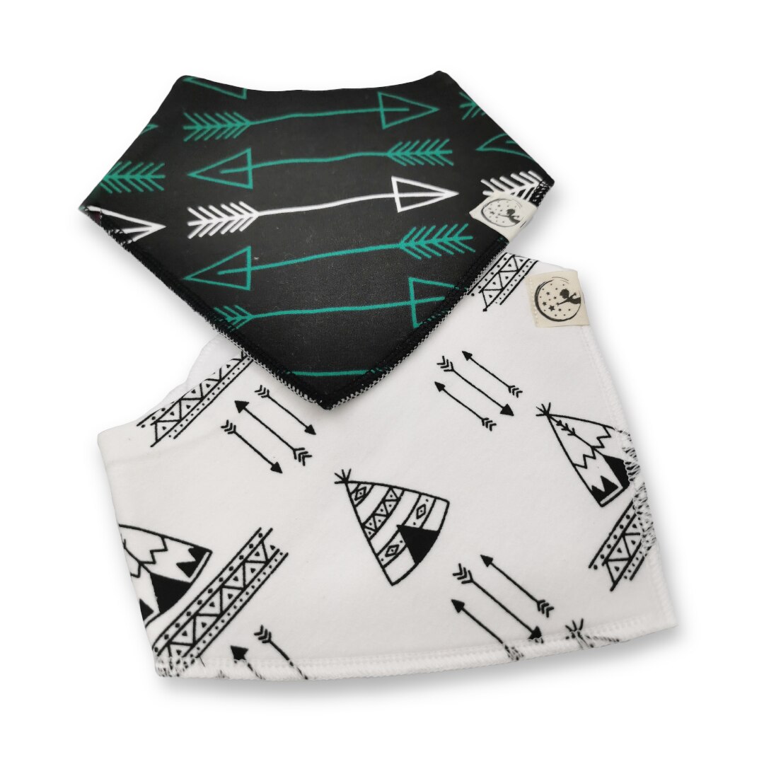 Set 2 bavete bandana absorbante, din bumbac organic si fleece, model ...