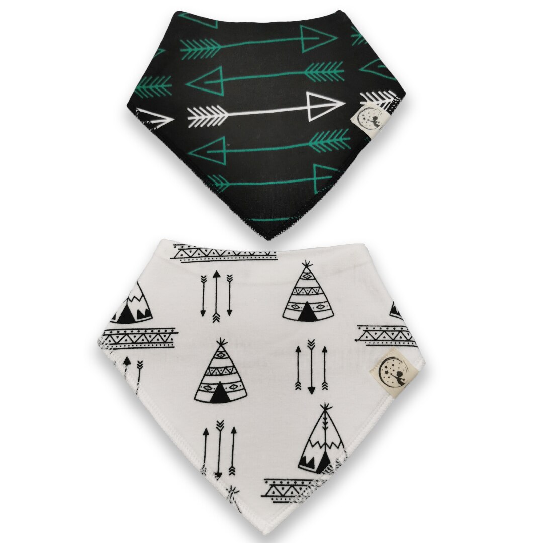 Set 2 bavete bandana absorbante, din bumbac organic si fleece, model ...