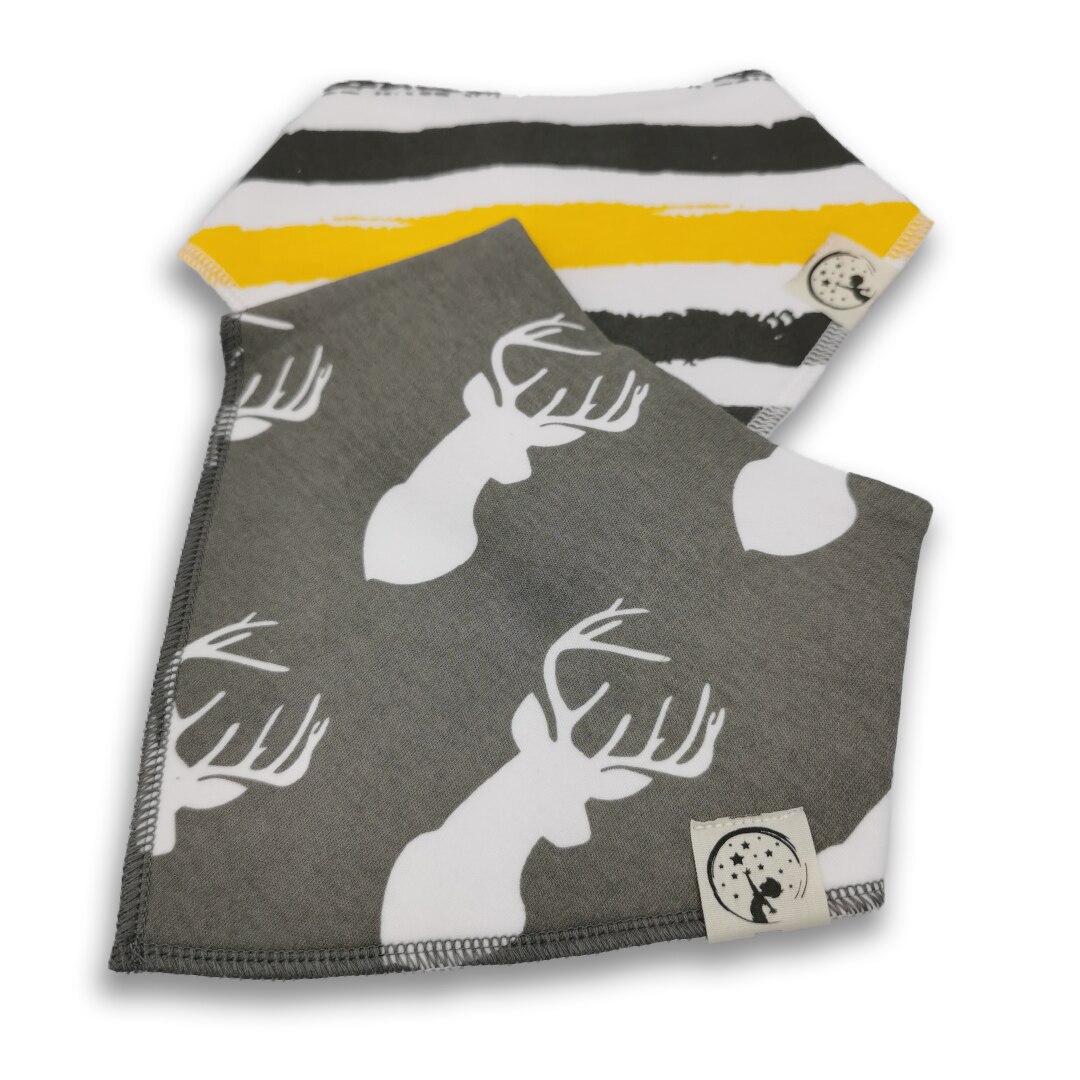 Set 2 bavete bandana absorbante, din bumbac organic si fleece, model ...