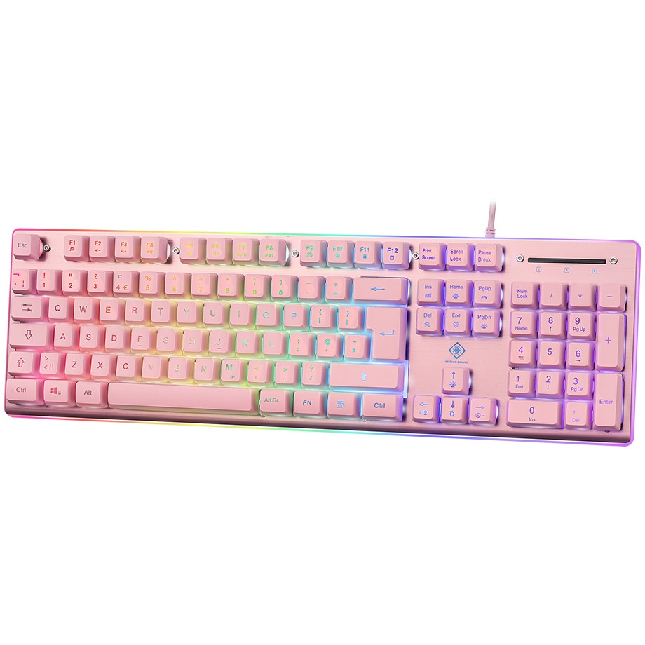 Tastatura gaming mecanica DELTACO GAMING, iluminare RGB, 25 taste anti ...