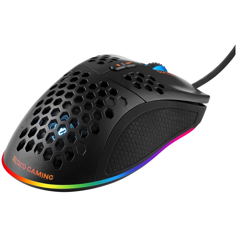 Мишка DELTACO GAMING DM210, С кабел, RGB подсветка, 6400 DPI, Кабел 1.8 ...