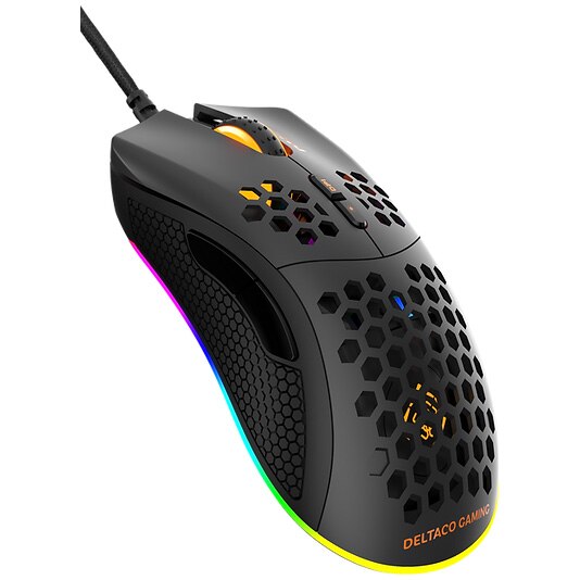 Mouse gaming cu fir DELTACO GAMING DM210, ultra-usor RGB, 6400 DPI ...