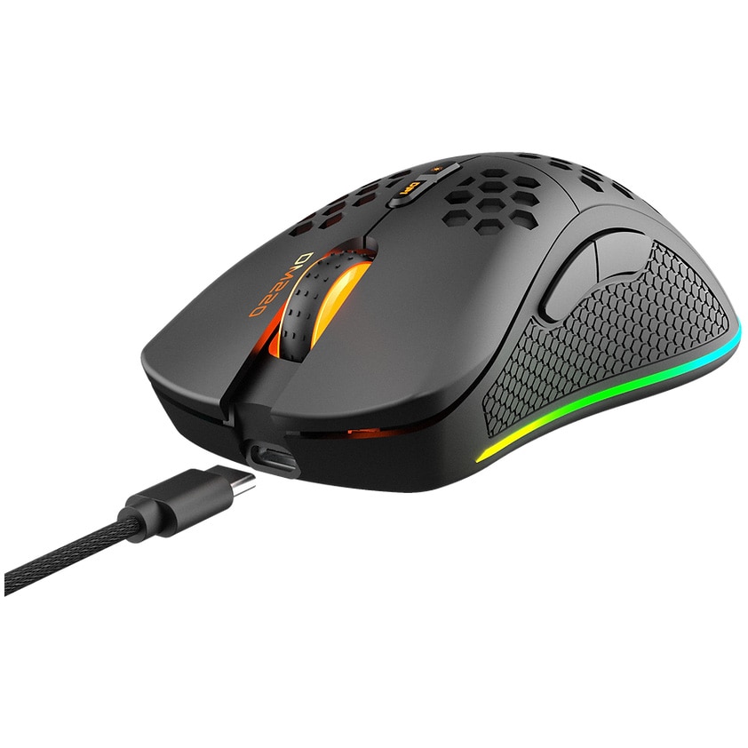Mouse gaming wireless DELTACO GAMING DM220, ultra-usor 70g, RGB, 6400 ...