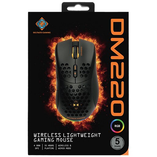 Мишка Gaming Wireless DELTACO GAMING DM220, Ултра лека 70 гр, RGB, 6400 ...