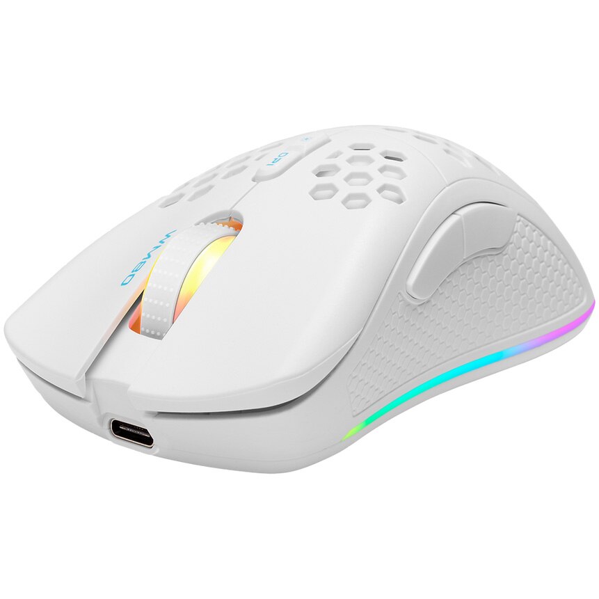 Mouse gaming wireless DELTACO GAMING DM220, ultra-usor 70g, RGB, 6400 ...