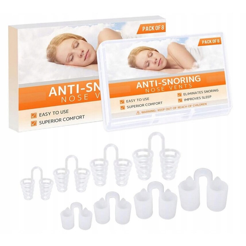 Set 8 clipsuri nazale antisforait, Silicon, Transparent - eMAG.ro
