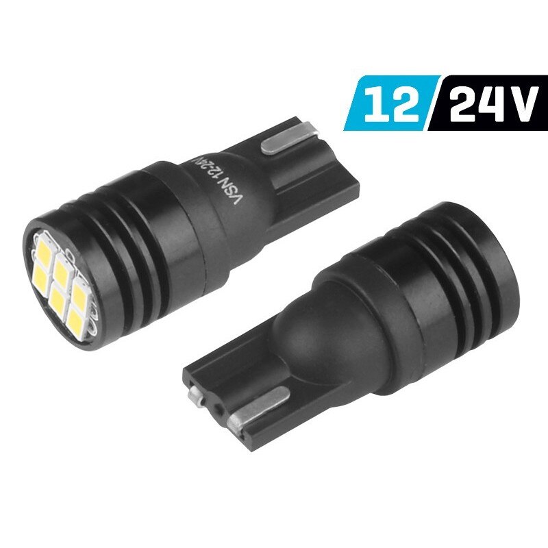 Set 2 becuri LED, Vision, 12/24V, 6x3020SMD LED, Plastic, Negru - eMAG.ro