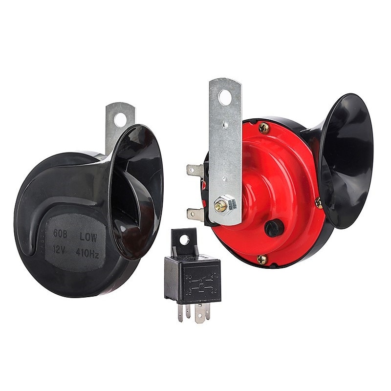 Claxon 12V, 115 dB, biton, vierme, cu releu, 2 buc., Carmotion - eMAG.ro