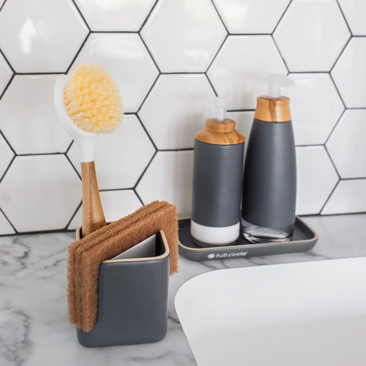 Organizator pentru chiuveta, FULL CIRCLE, Ceramica, 19,99x10,29x10,8cm ...