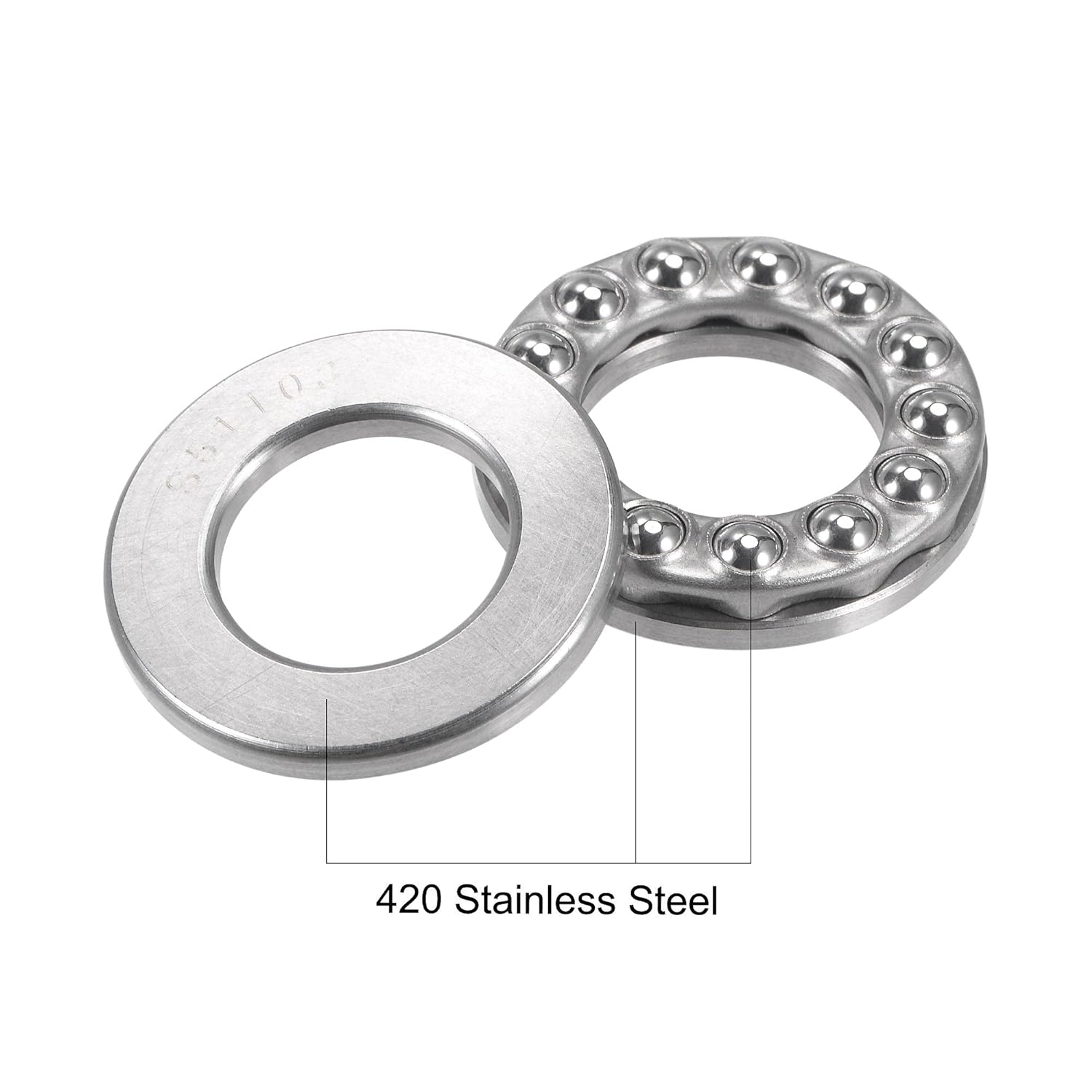 Set 2 rulmenti axiali cu bile, LLWL, Inox, 17 x 30 x 9 mm, Argintiu ...