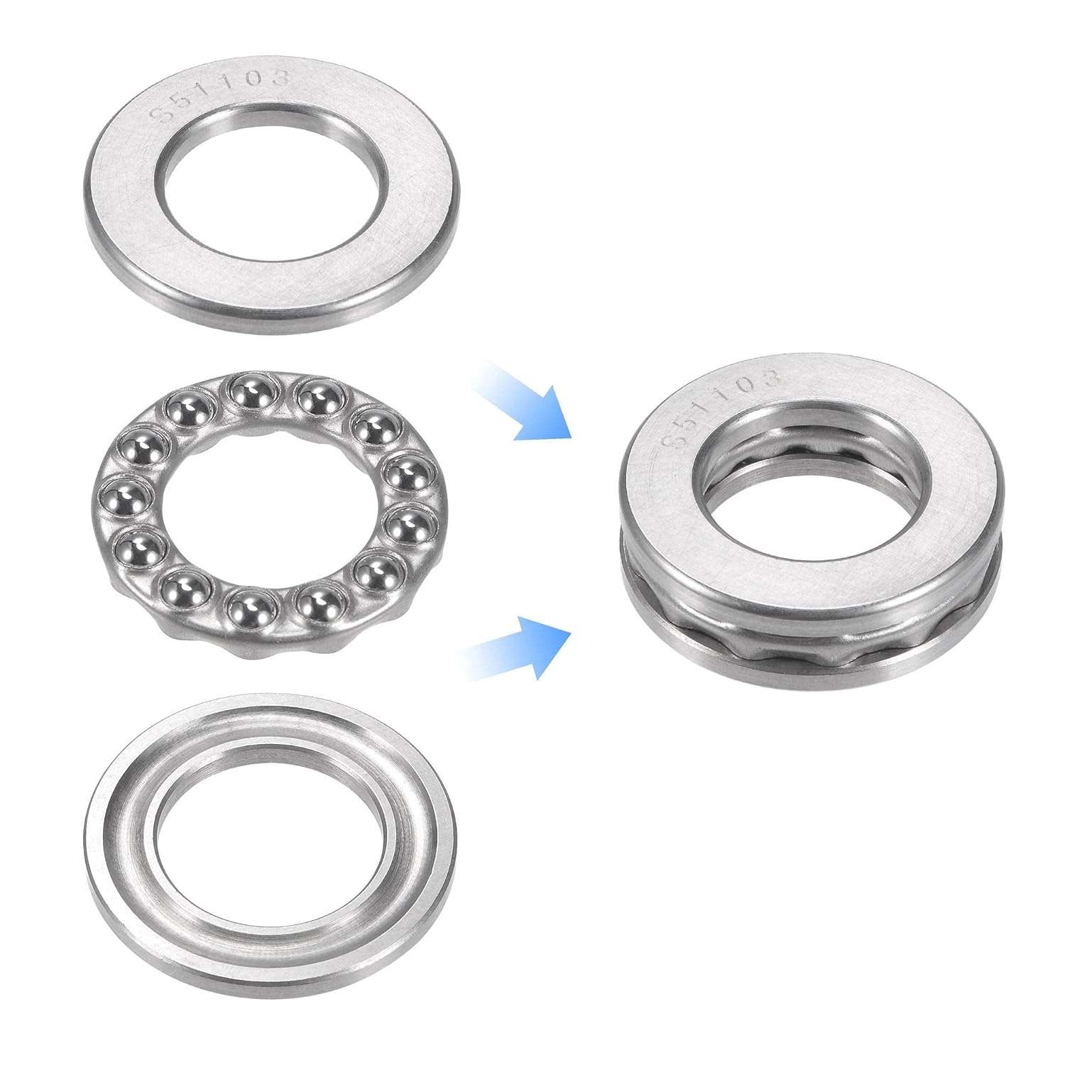 Set 2 rulmenti axiali cu bile, LLWL, Inox, 17 x 30 x 9 mm, Argintiu ...