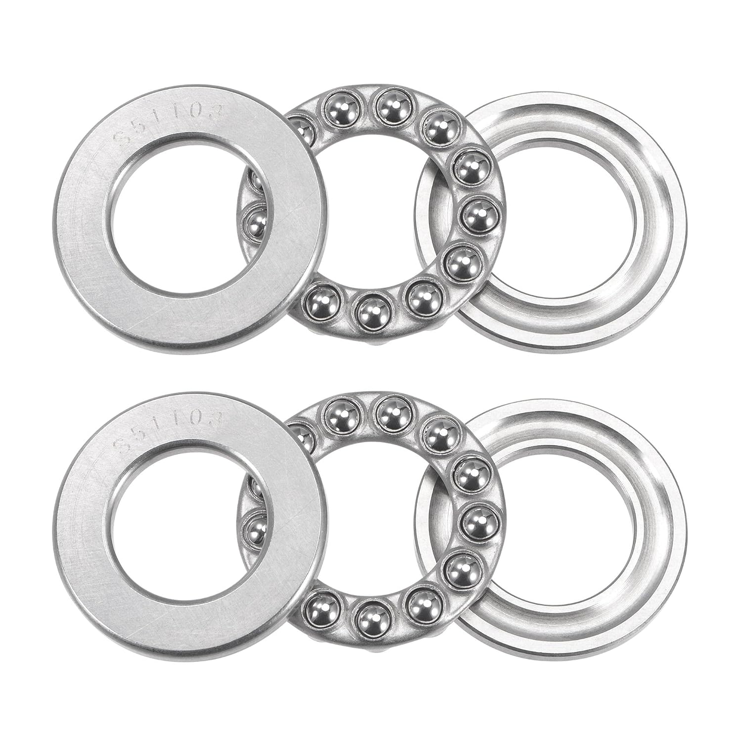 Set 2 rulmenti axiali cu bile, LLWL, Inox, 17 x 30 x 9 mm, Argintiu ...