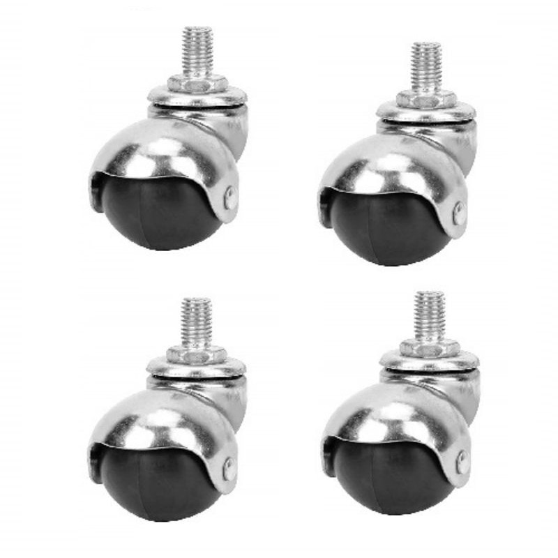 Set 5 roti pentru mobilier, LLWL, Cauciuc, Negru/Argintiu - eMAG.ro