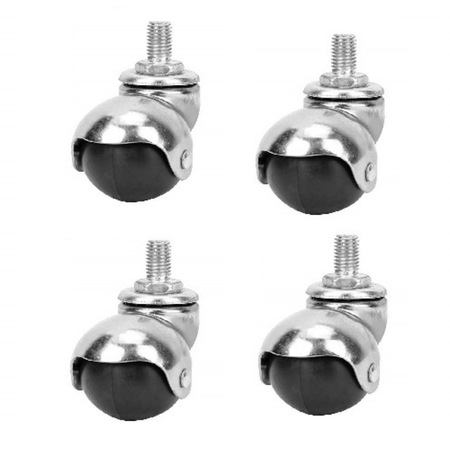 Set 5 roti pentru mobilier, LLWL, Cauciuc, Negru/Argintiu - eMAG.ro