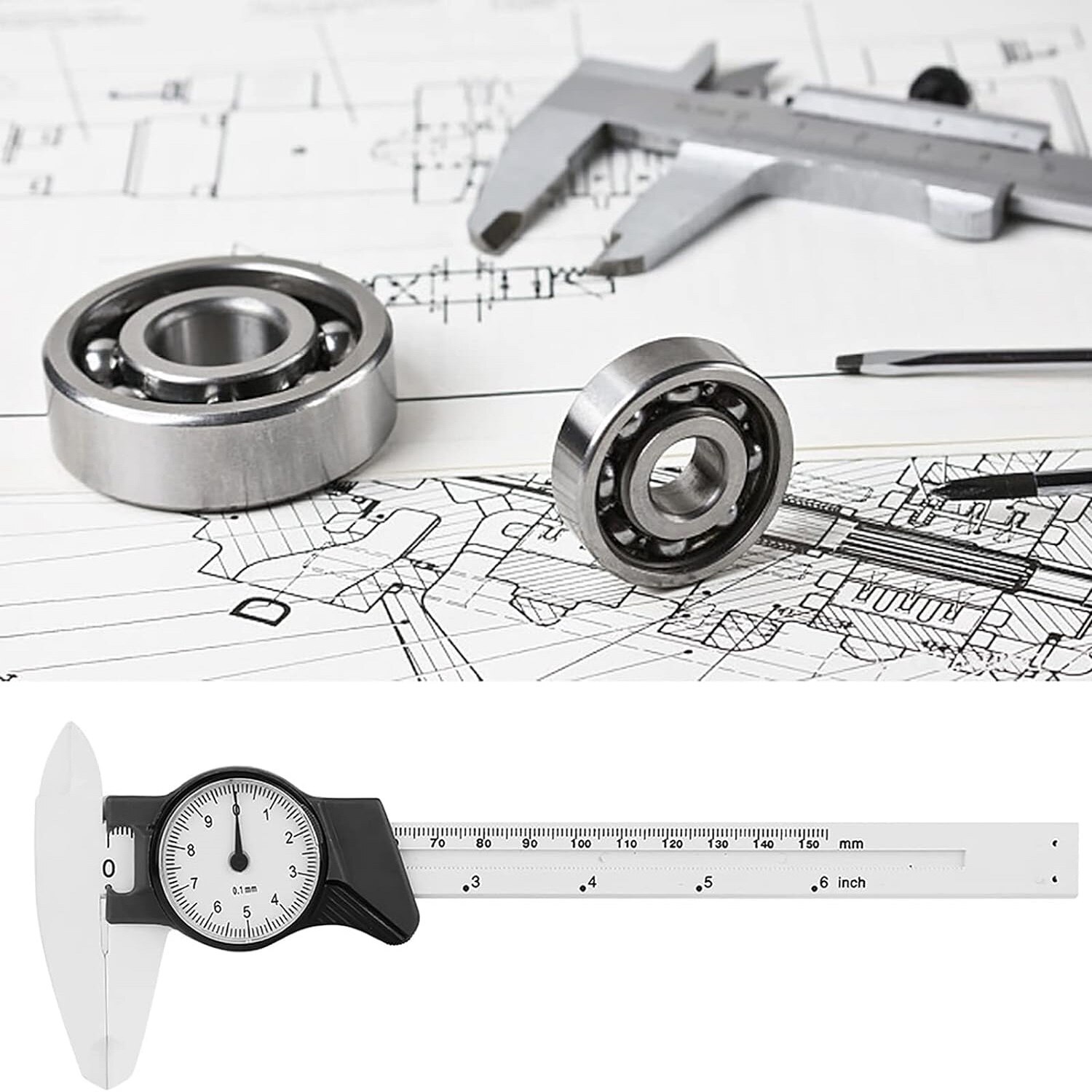 Subler, LLWL, Plastic, 150 mm, Alb/Negru - eMAG.ro