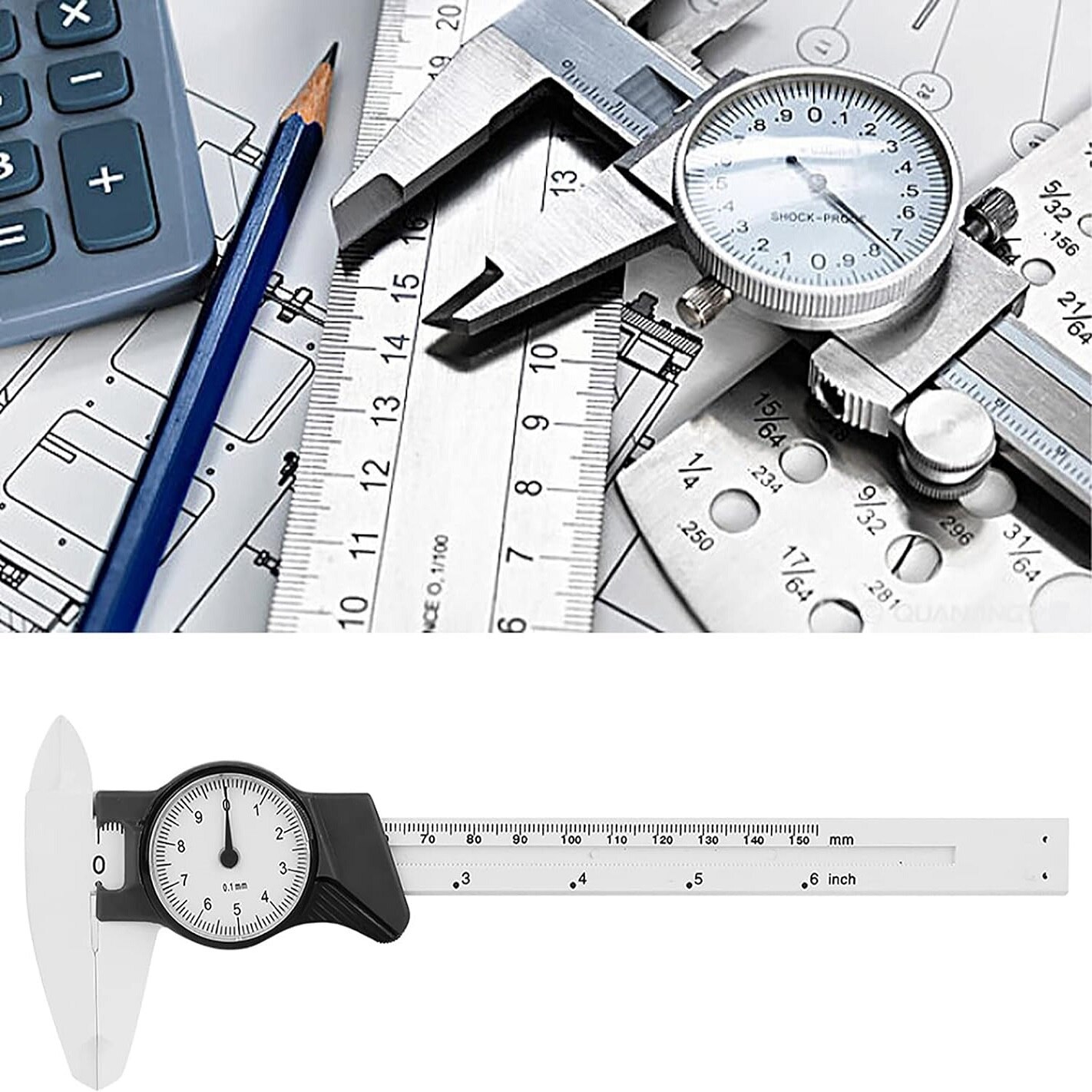 Subler, LLWL, Plastic, 150 mm, Alb/Negru - eMAG.ro