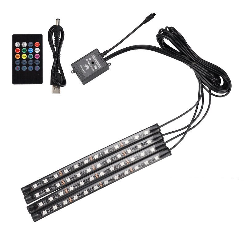 Benzi LED auto, Cu telecomanda, Bluetooth, Multicolor - eMAG.ro