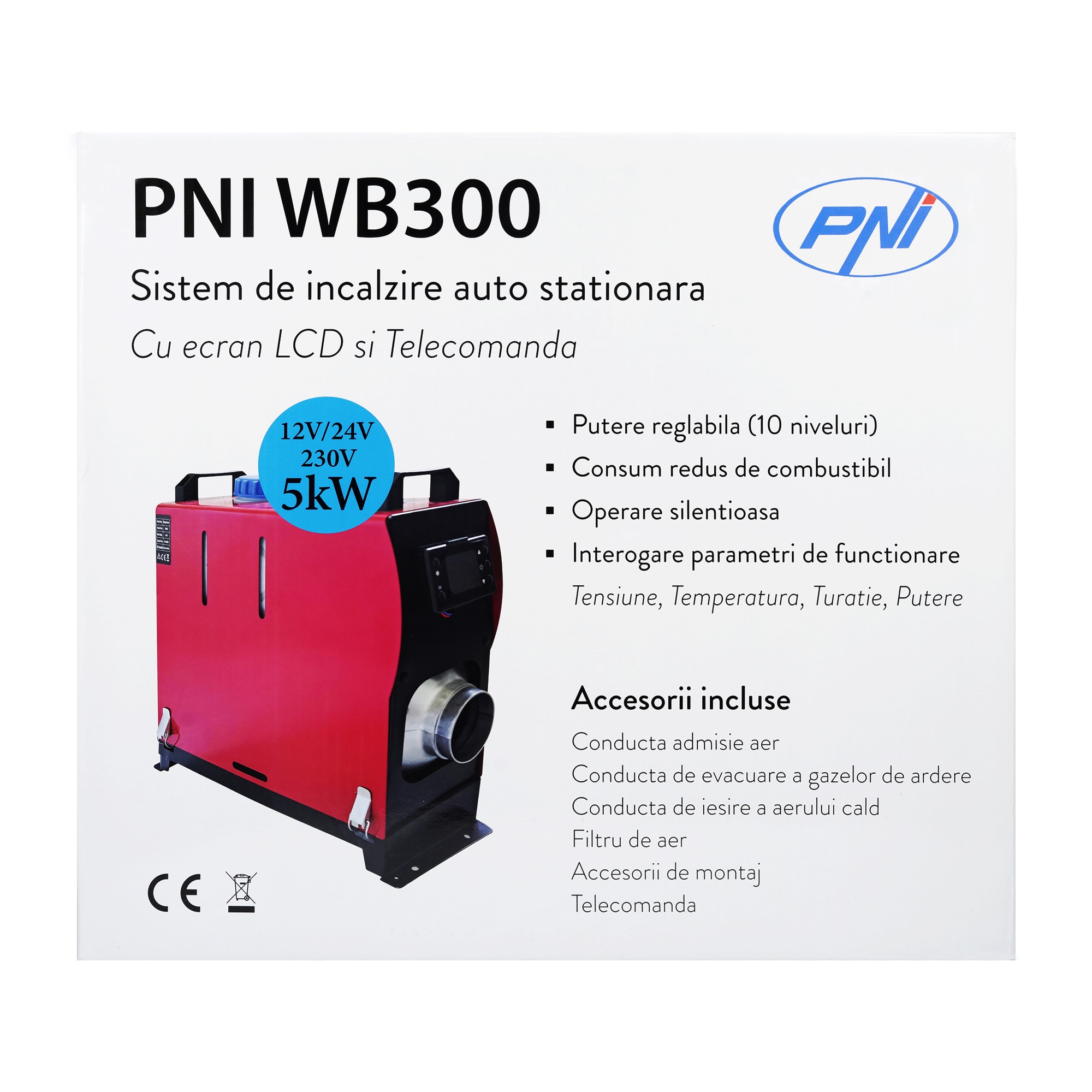 Sistem de incalzire auto stationara PNI WB300 Diesel 5kW 12V/24V, 230V ...